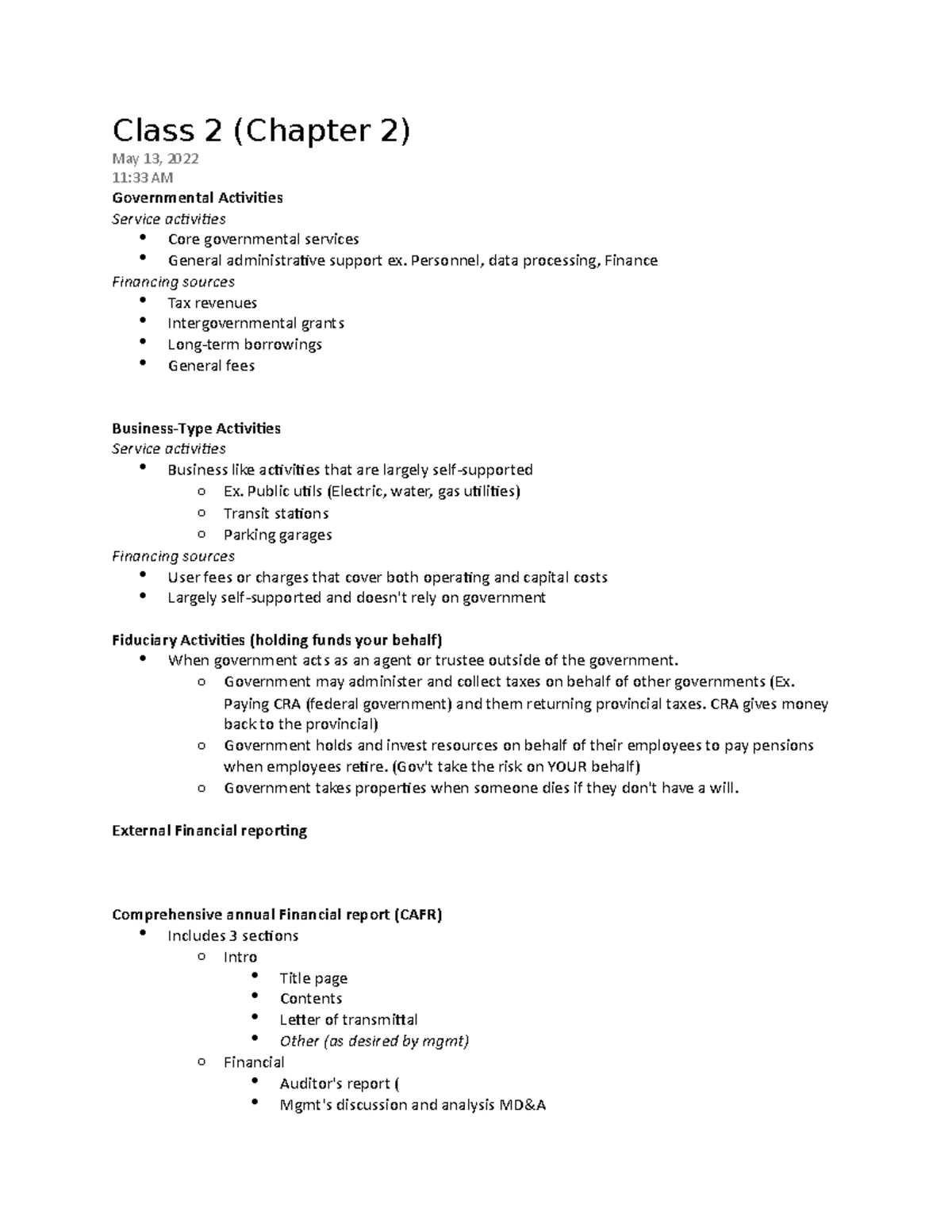 Class 2 (Chapter 2) - Class 2 (Chapter 2) May 13, 2022 11:33 AM ...