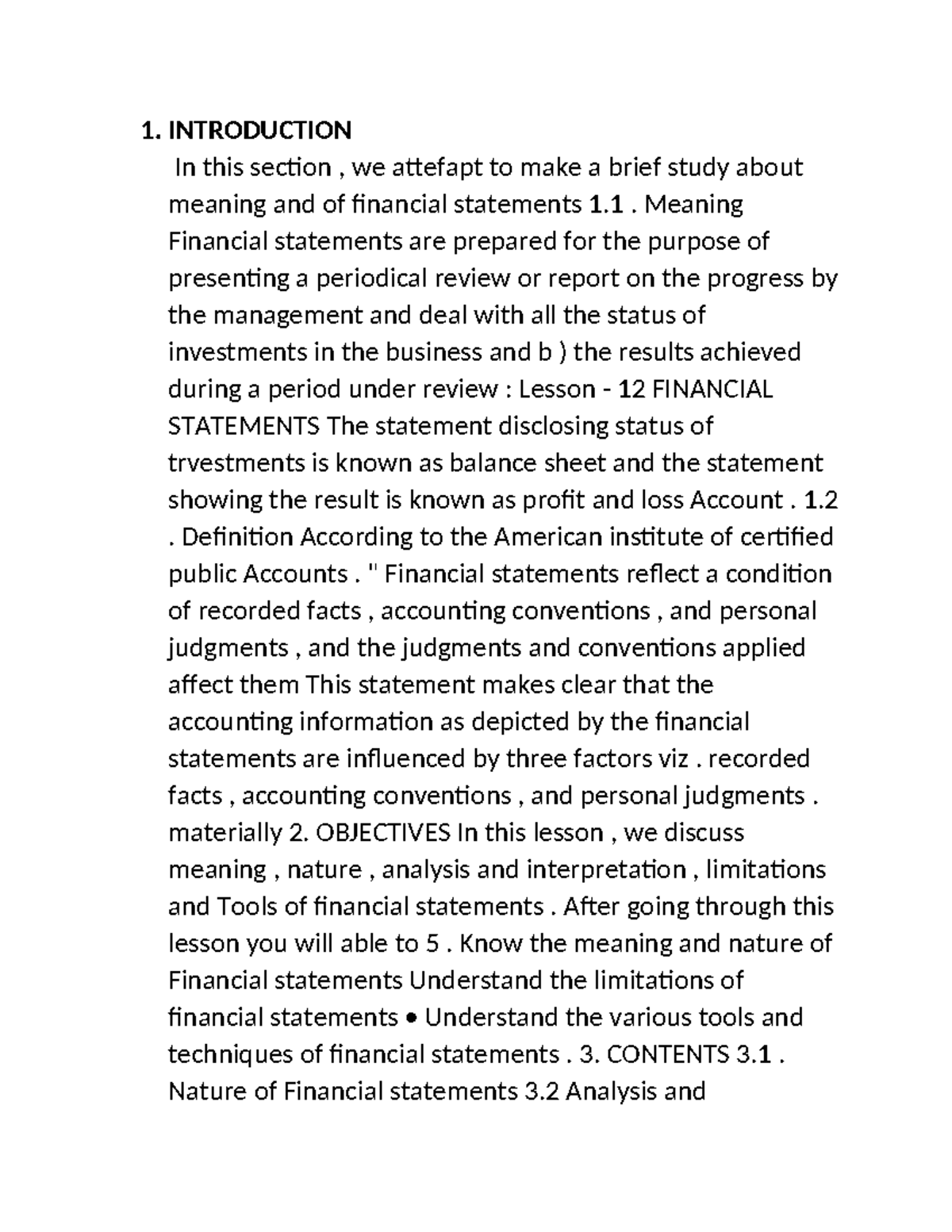 Financial Statements 1 - 1. INTRODUCTION In this section , we attefapt ...