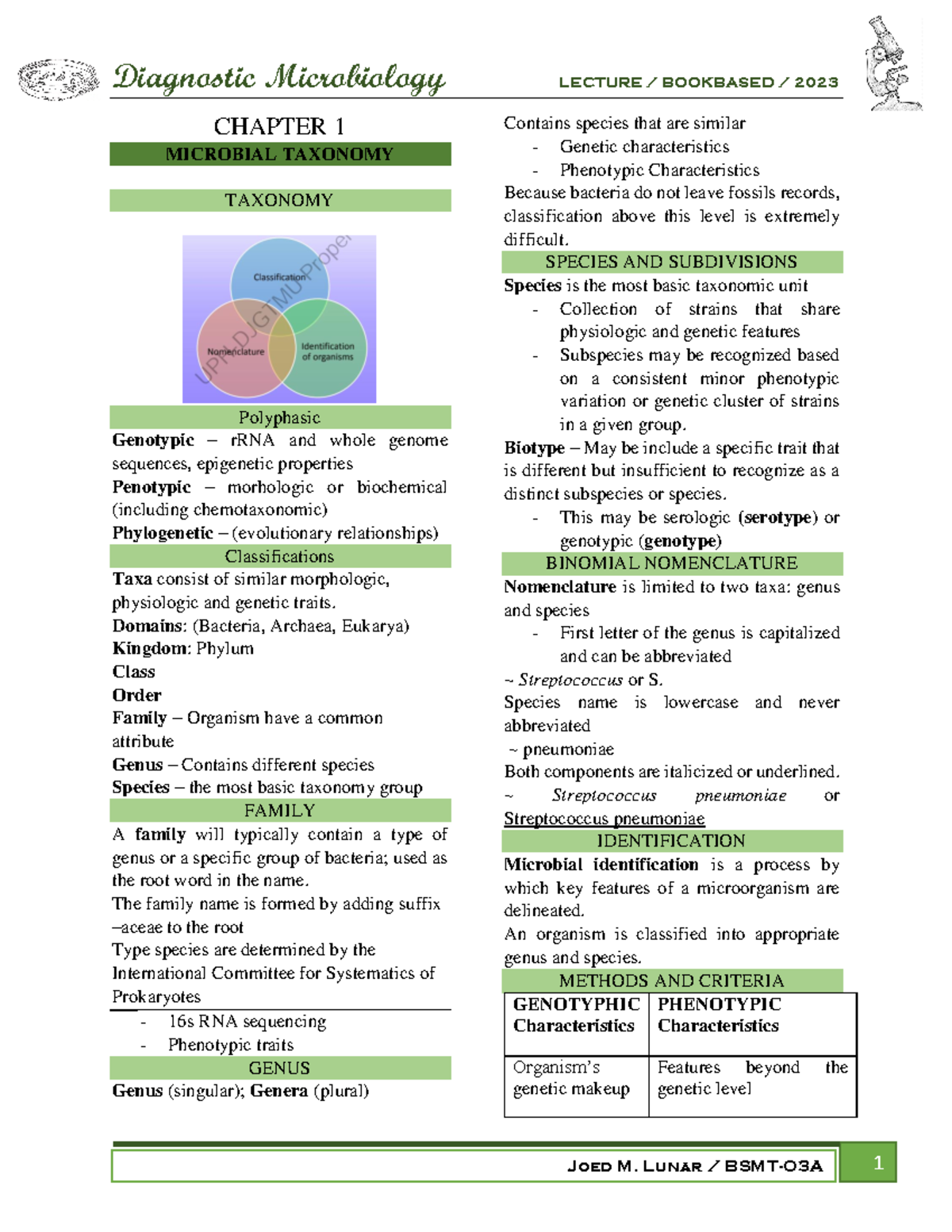 Chapter 59&60 Mycology - CHAPTER 1 MICROBIAL TAXONOMY TAXONOMY ...