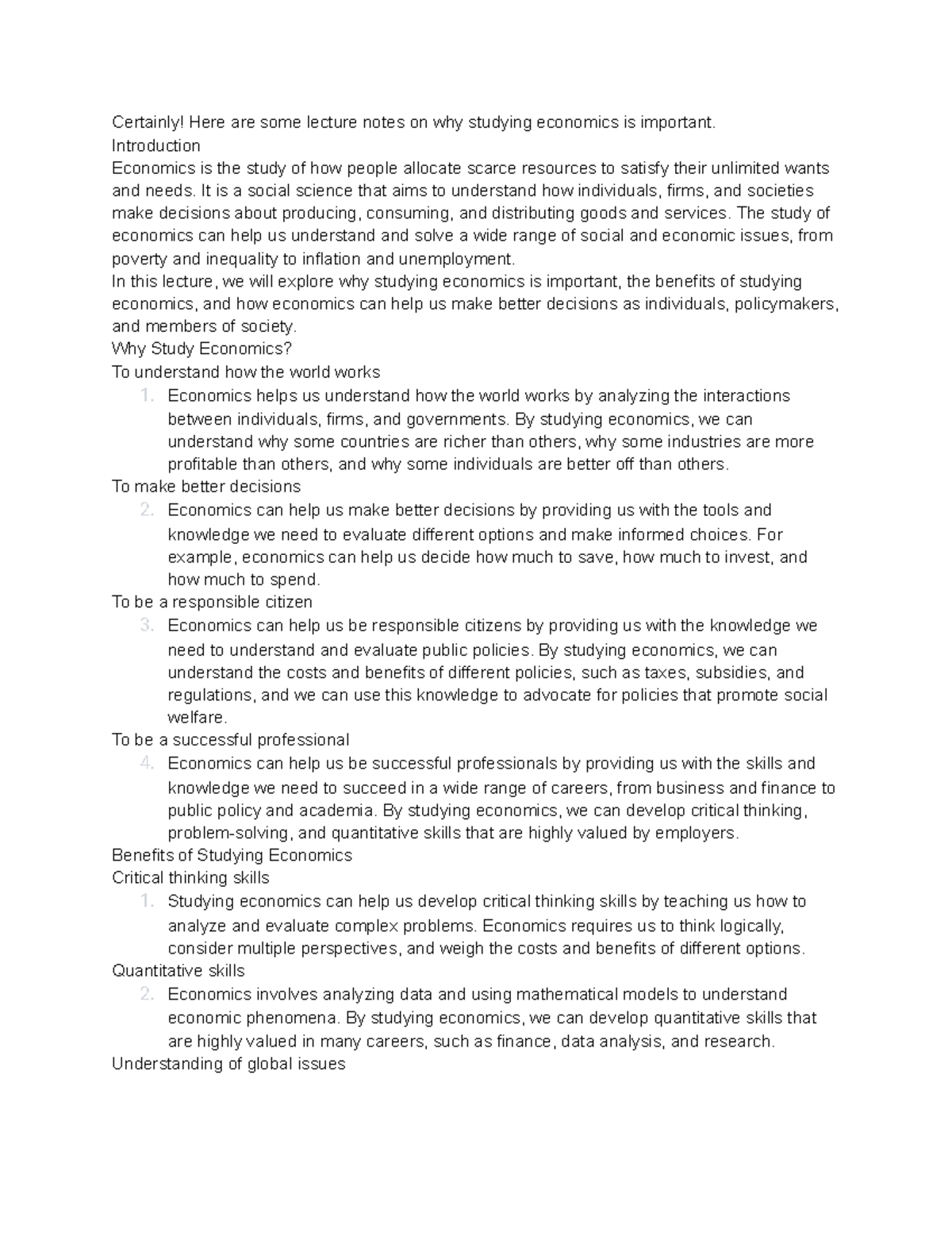 Econ1010 Lecture Notes 3 Certainly Here Are Some Lecture Notes On