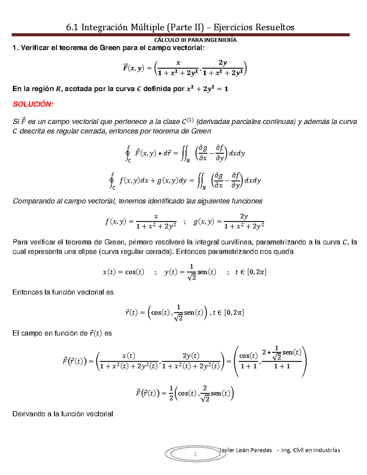 6 - Calculo III ejercicios integrales multivariable - **C¡LCULO III ...