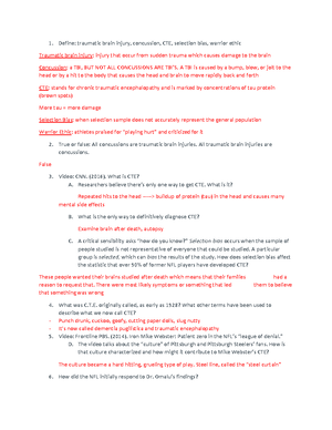 Kines 100 Reading Guide and Lecture Questions - MODULE 1 Reading Questions What is the ...
