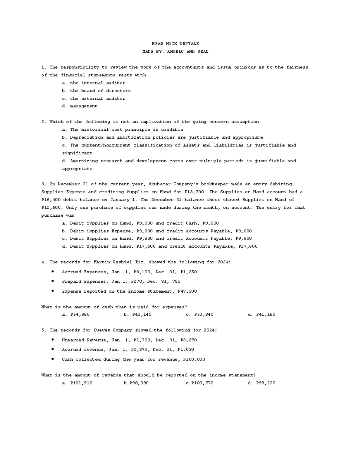 BFAR Mock Deptals - BFAR MOCK DEPTALS MADE BY: ANGELO AND SEAN The ...