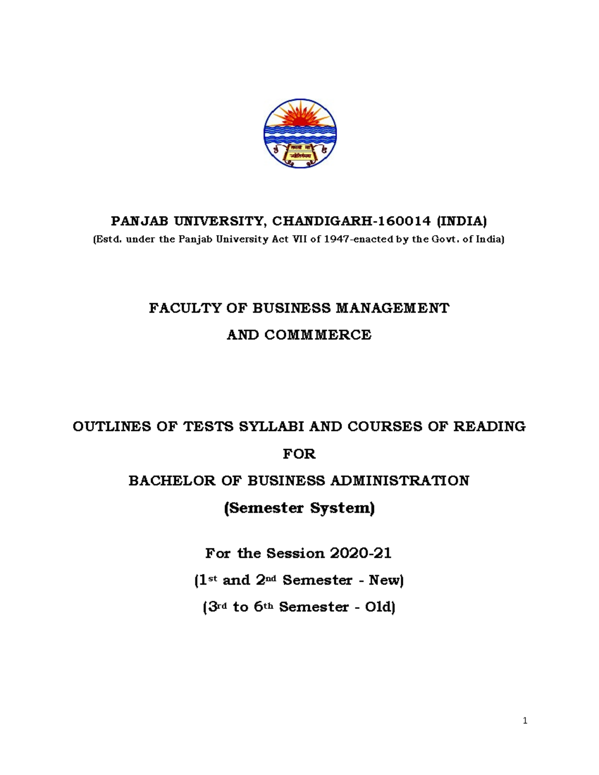 2020 BBA Syllabus - Detailed questions for practice - PANJAB UNIVERSITY ...