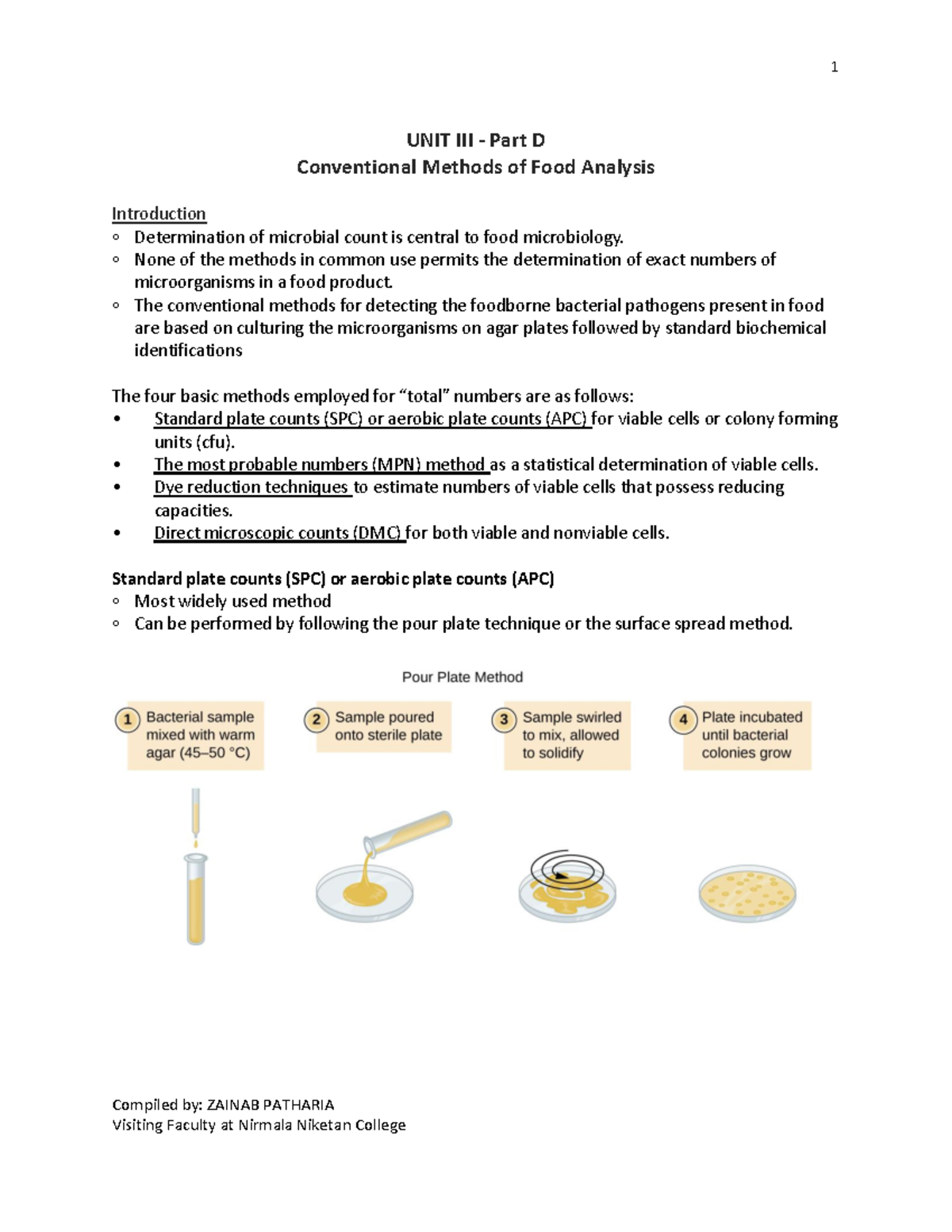 Conventional Methods of Food Analysis and its Limitations - 1 UNIT III ...