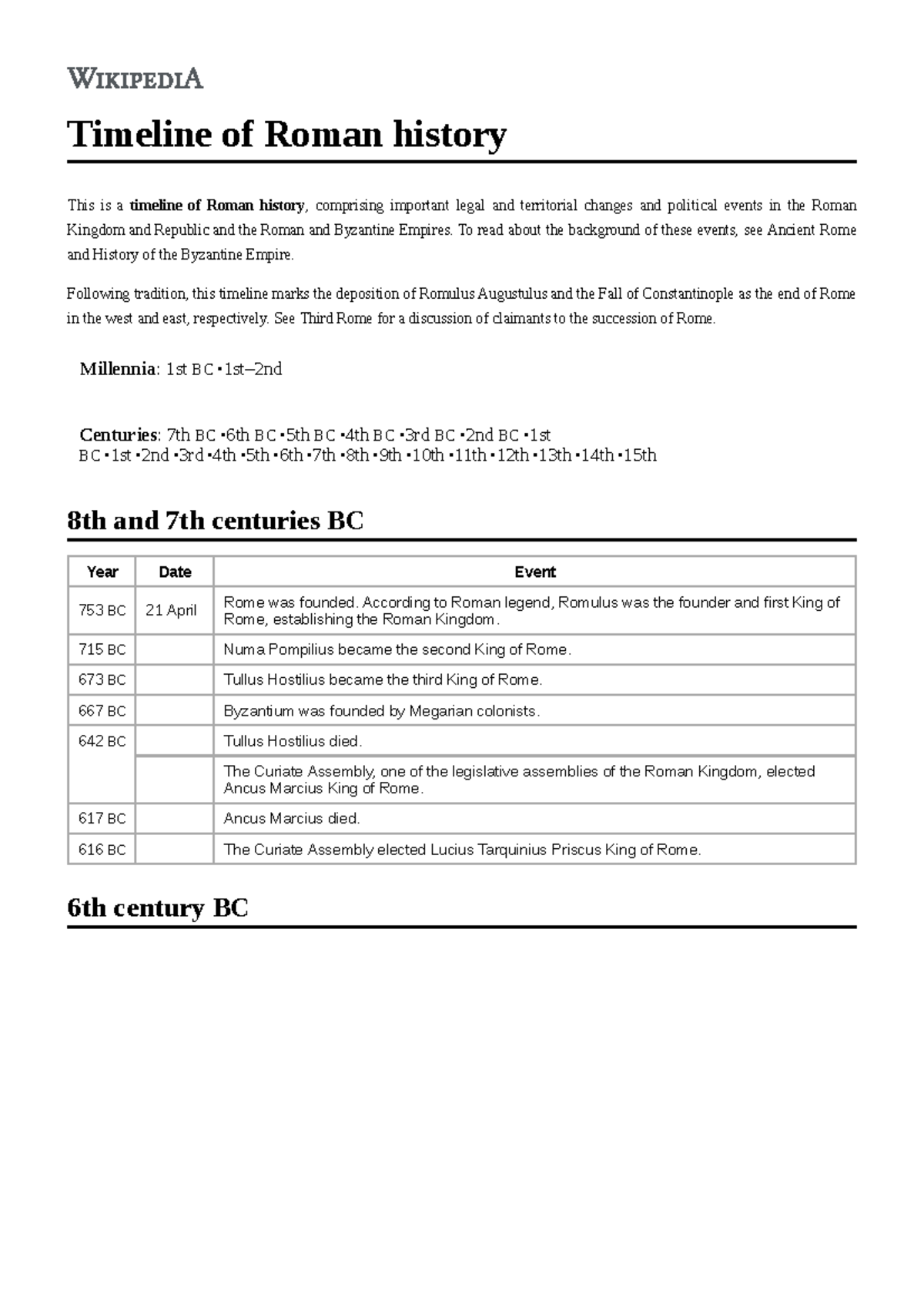 Timeline of Roman history - To read about the background of these ...