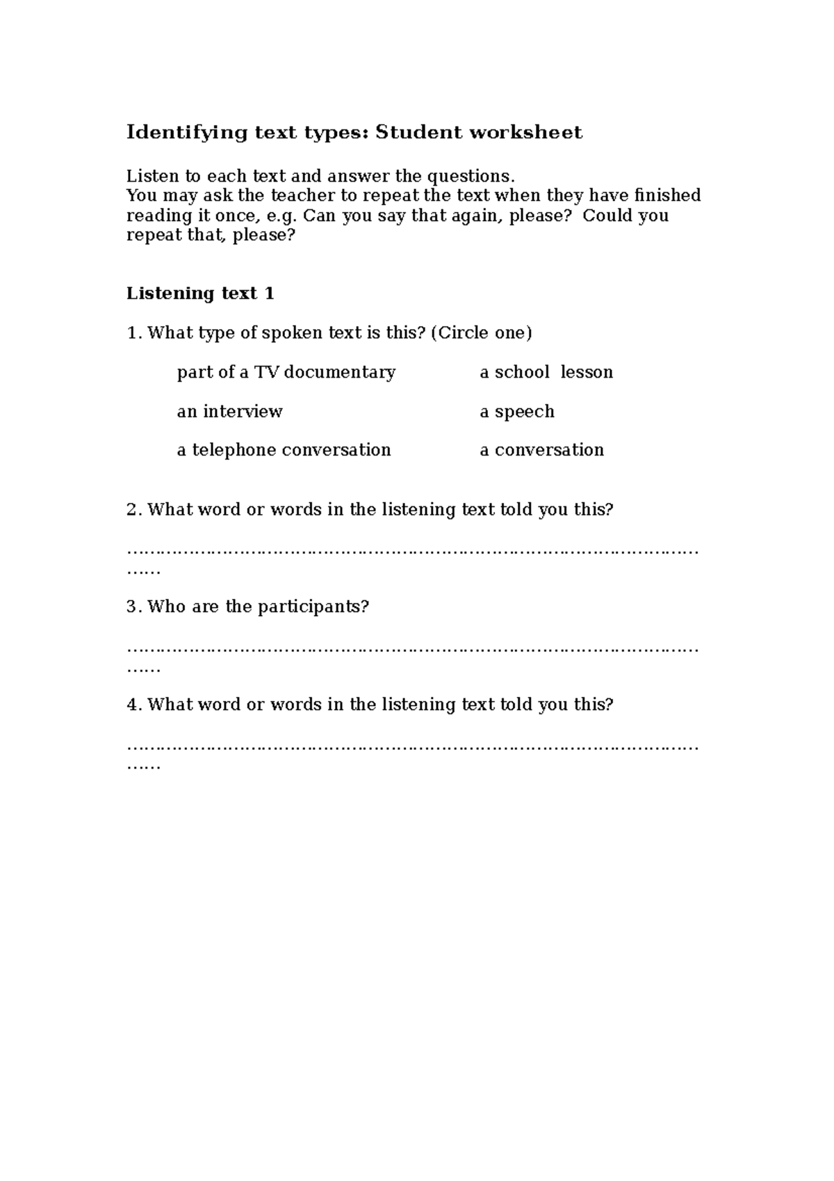 LT2Identifying+text+types+-Student+worksheet - Identifying text types: Student worksheet Listen ...