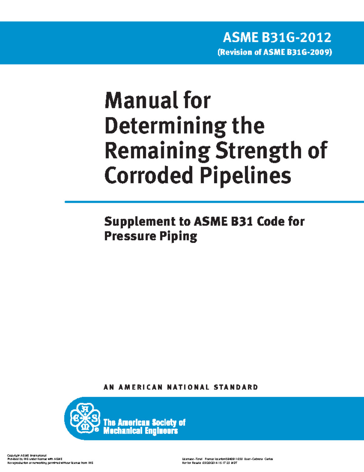 ASME B31G-2012 Manual for Determining the Remaining Strength of ...