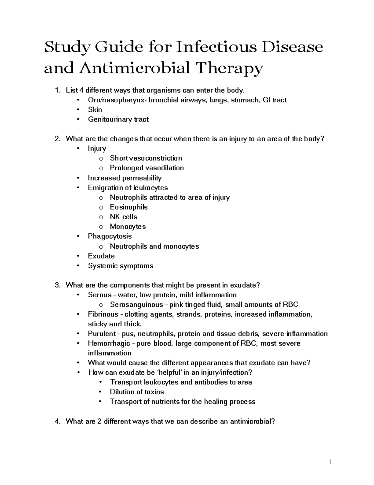 Study Guide for Infectious Disease and Antimicrobial Therapy - Oro ...