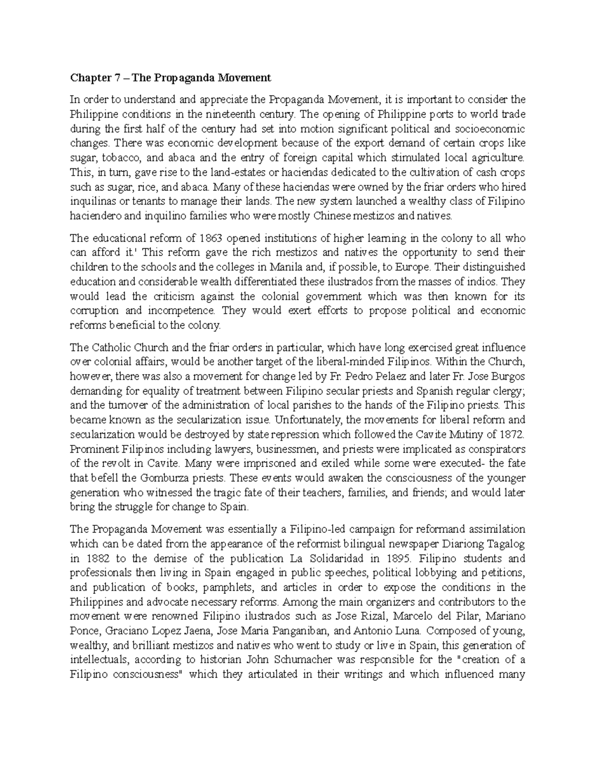 Chapter 7 – The Propaganda Movement - Chapter 7 – The Propaganda ...