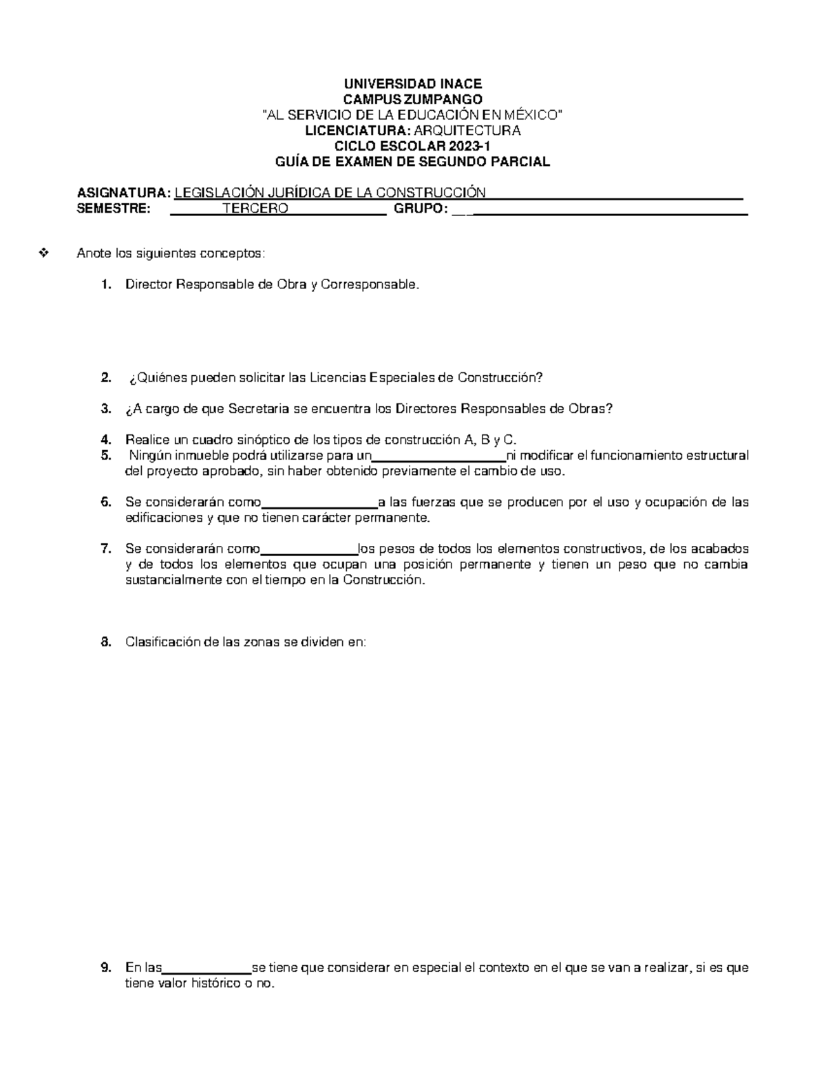 GUIA DE Segundo Parcial - UNIVERSIDAD INACE CAMPUS ZUMPANGO “AL ...