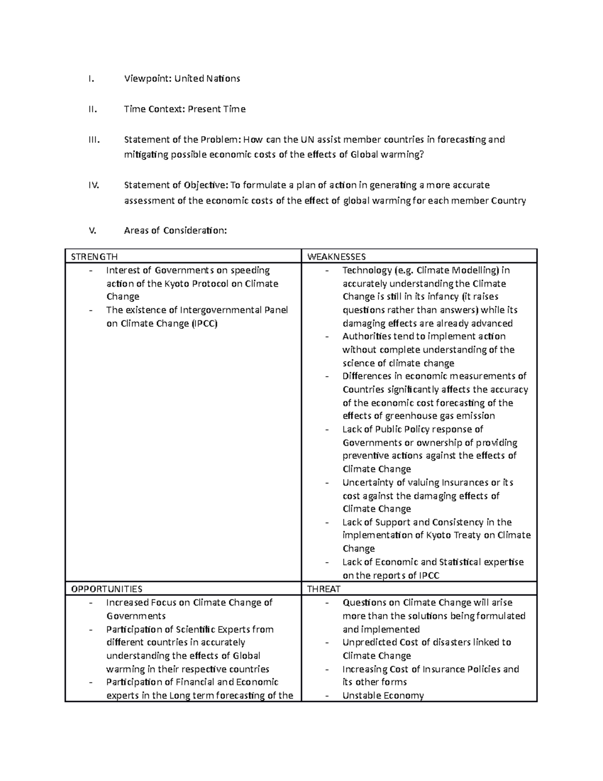 Group 1 - Case Analysis on Global Warming (Man Eco) - I. Viewpoint ...