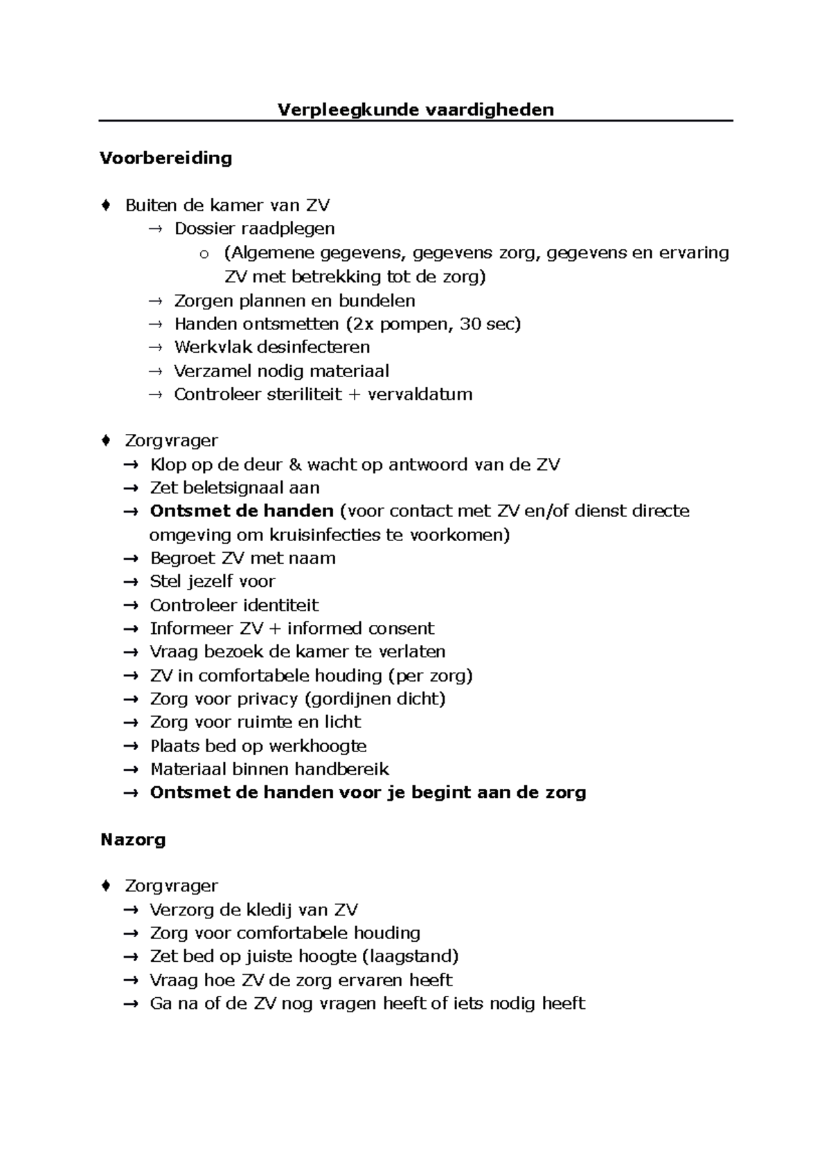 Verpleegkunde vaardigheden - Verpleegkunde vaardigheden Voorbereiding ...