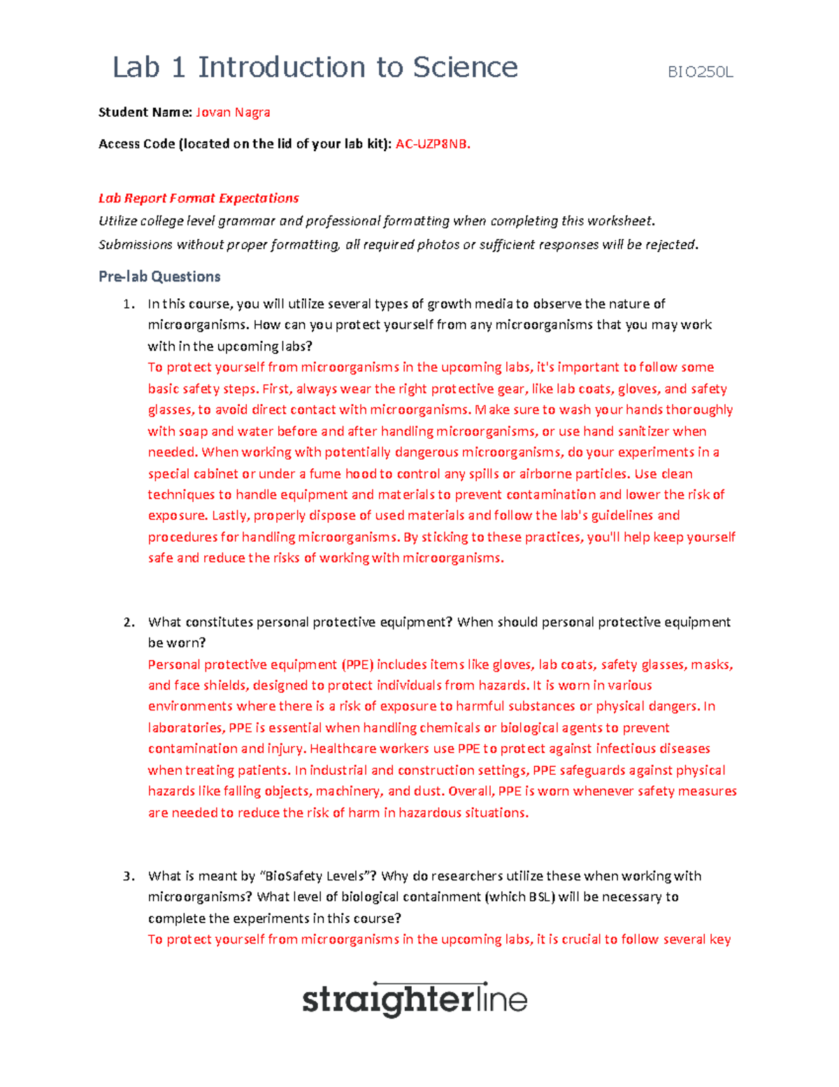 BIO250 Lab 1 - Microbiology Lab reports - Student Name: Jovan Nagra ...