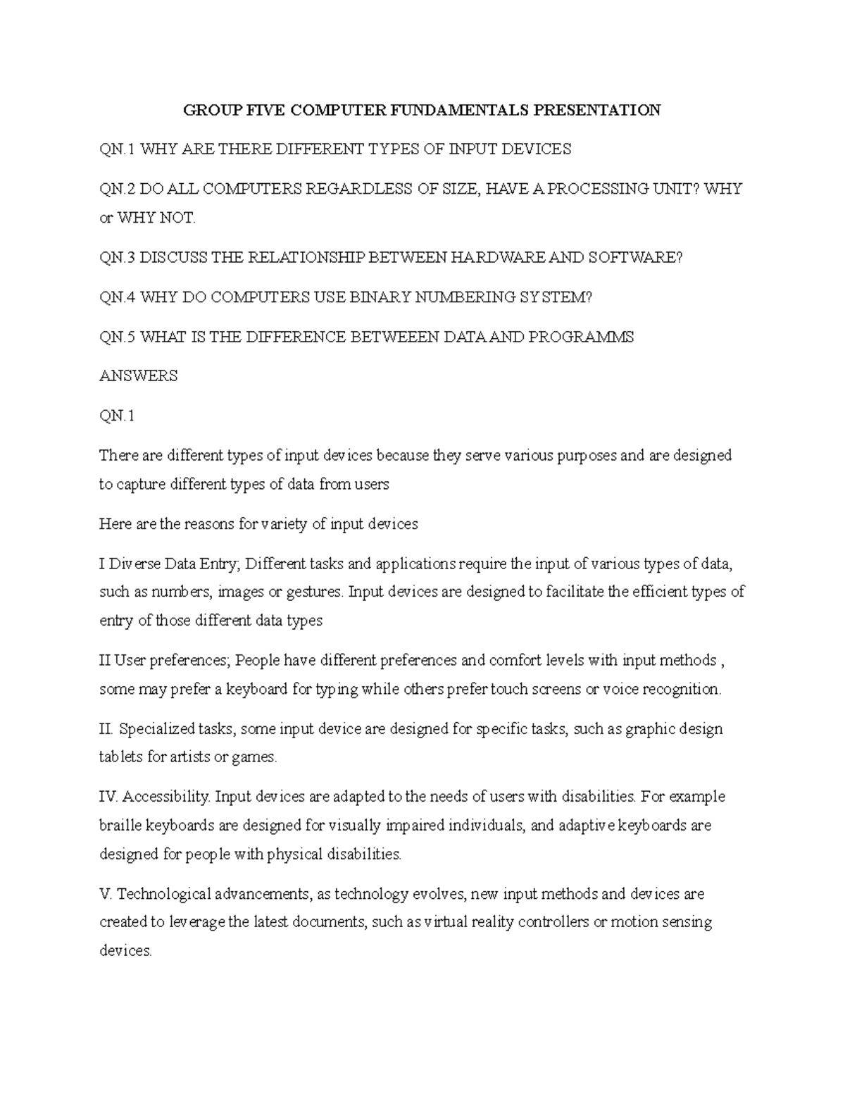 Computer Fundamentals Presentation - GROUP FIVE COMPUTER FUNDAMENTALS ...