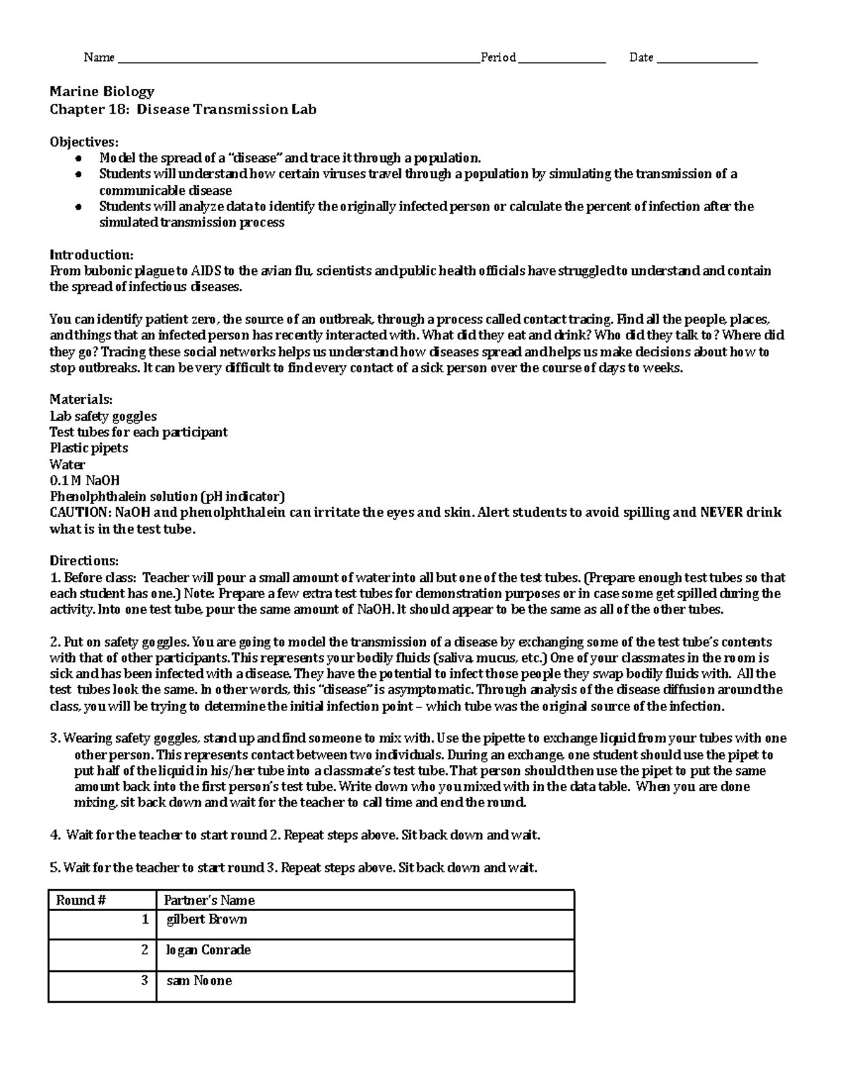 Ch 21 disease transmission lab - Name - Studocu
