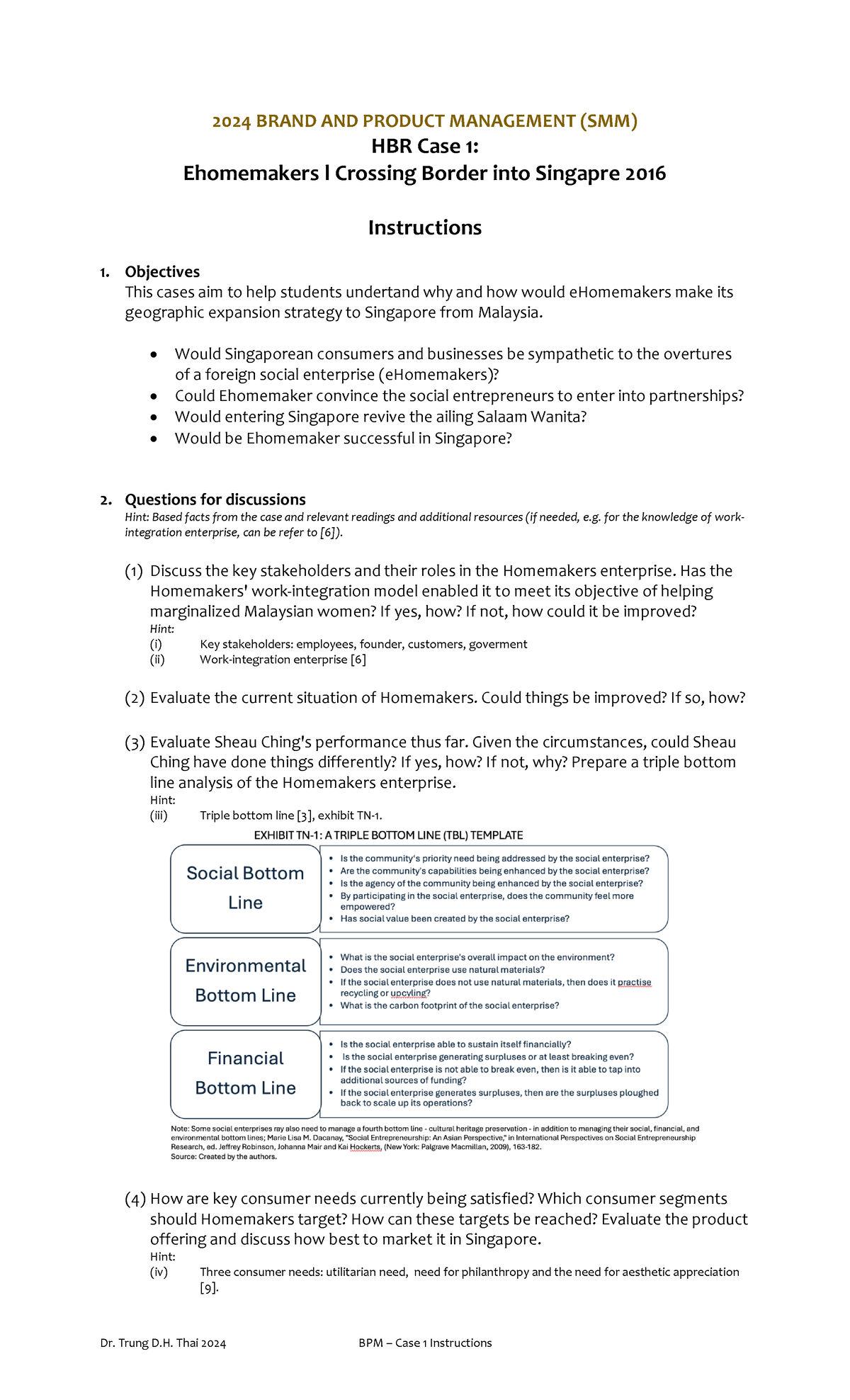 ISB SMM I Assignment 2 S3 2023-2024 Case 1 Instructions l Ehomemakers ...