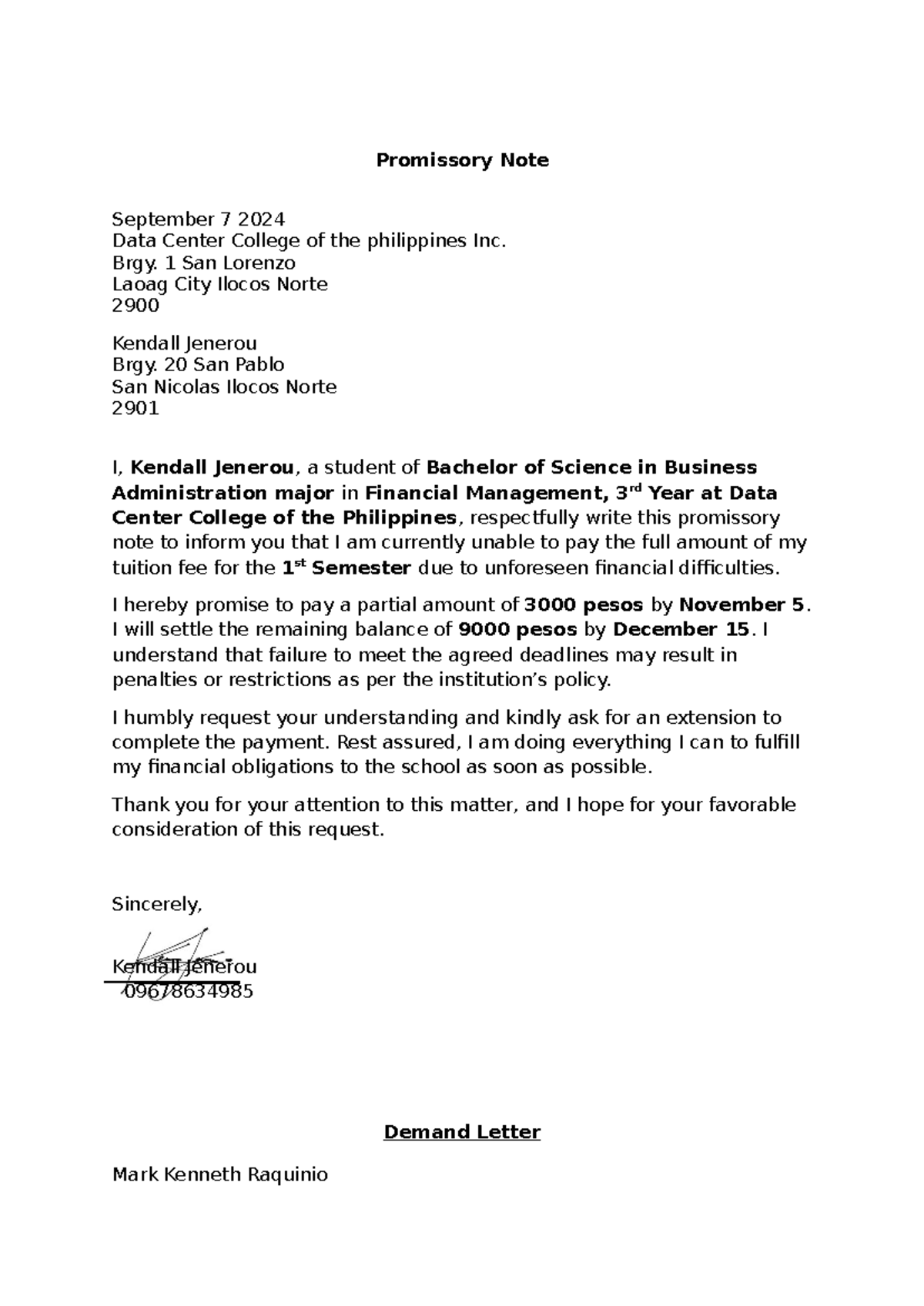 Promissory note - its help - Promissory Note September 7 2024 Data ...