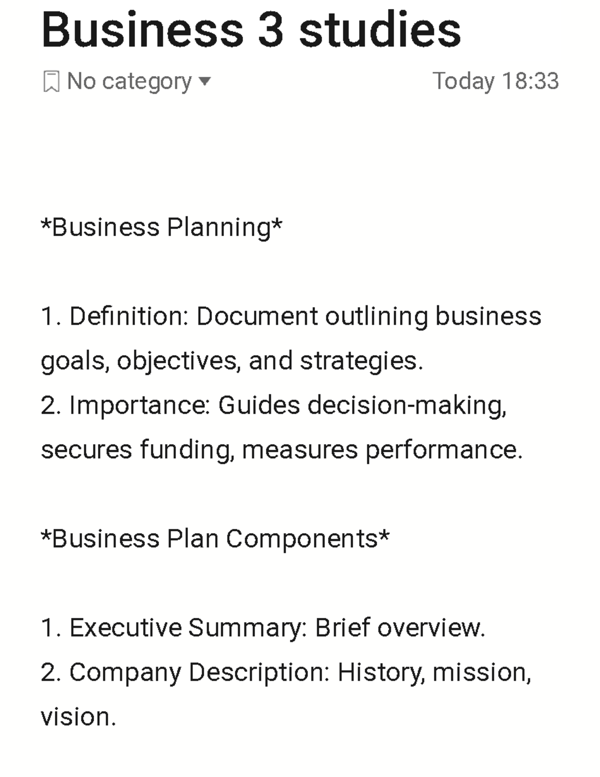 Print out pdf - Free study notes - Business 3 studies No category Today ...