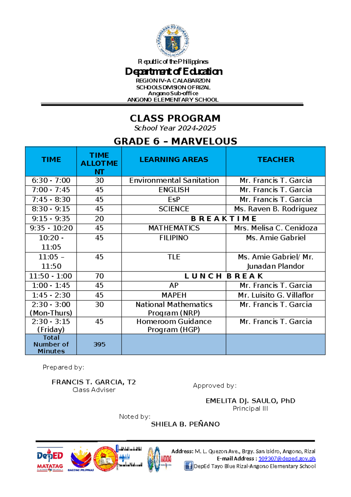 2024 Class Teachers Program Francis - Deped Tayo Blue Rizal- Angono ...
