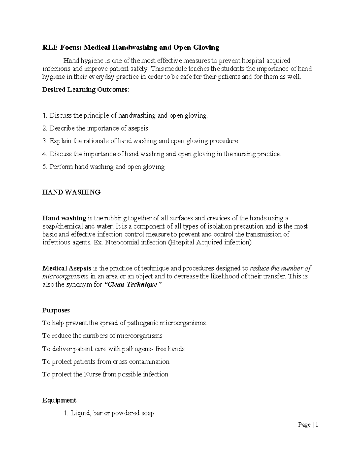 Handwashing OPEN- Glovingdocx - RLE Focus: Medical Handwashing and Open ...