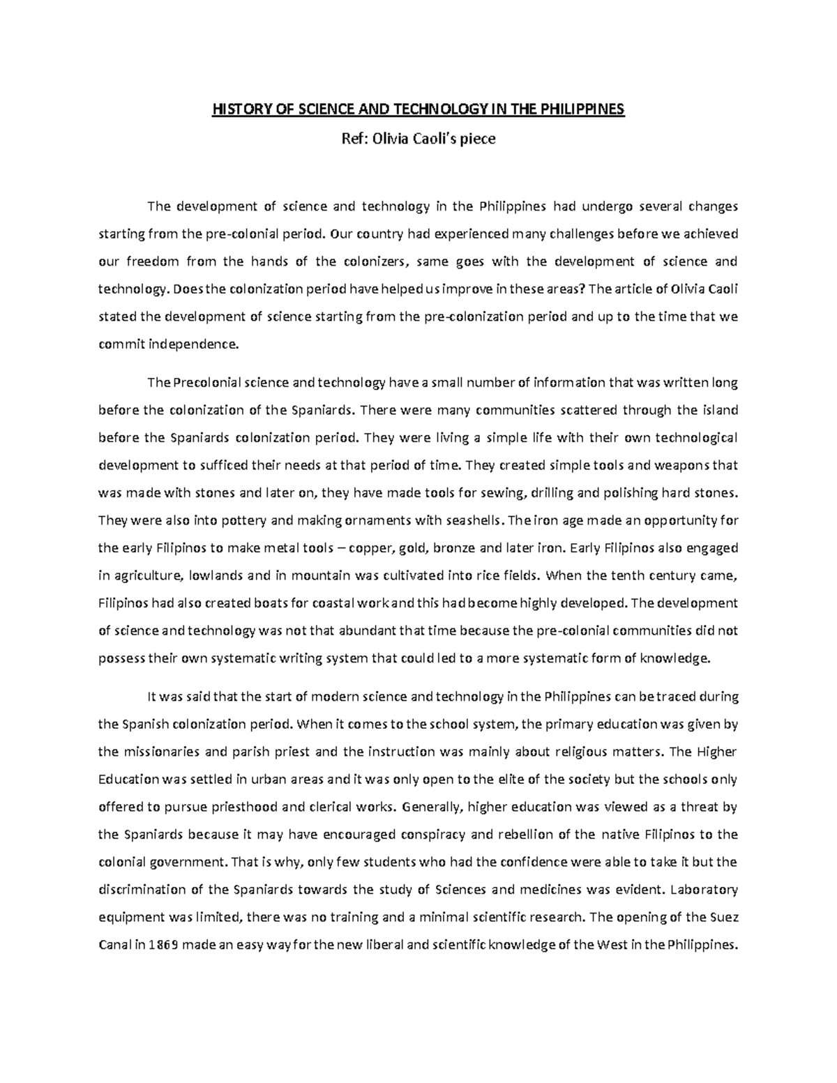 History OF Science AND Technology IN THE Philippines - HISTORY OF SCIENCE AND TECHNOLOGY IN THE ...