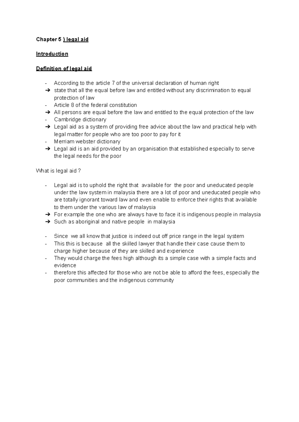 Chapter 5)legal aid - introduction to law - Chapter 5 ) legal aid ...