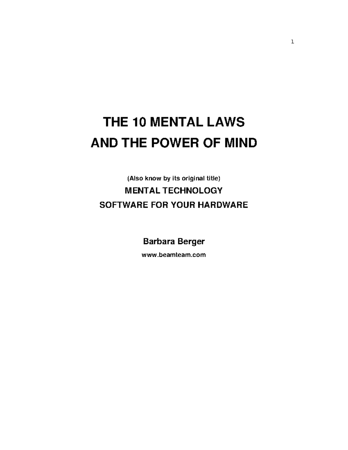 10 mental laws mental technology - THE 10 MENTAL LAWS AND THE POWER OF ...