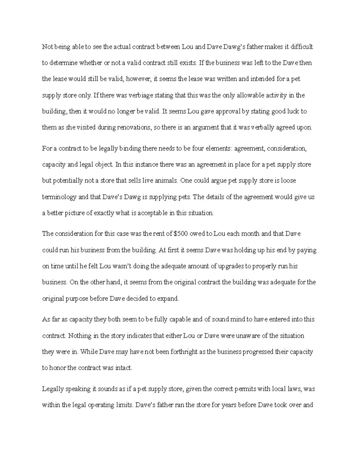 Project 3 - Dave dawg lease - Not being able to see the actual contract ...