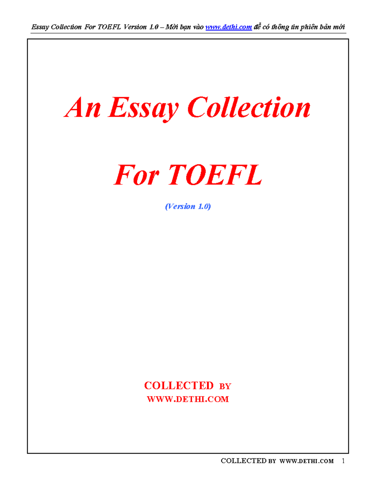 Essay collection for Toefl - An Essay Collection For TOEFL (Version 1 ...
