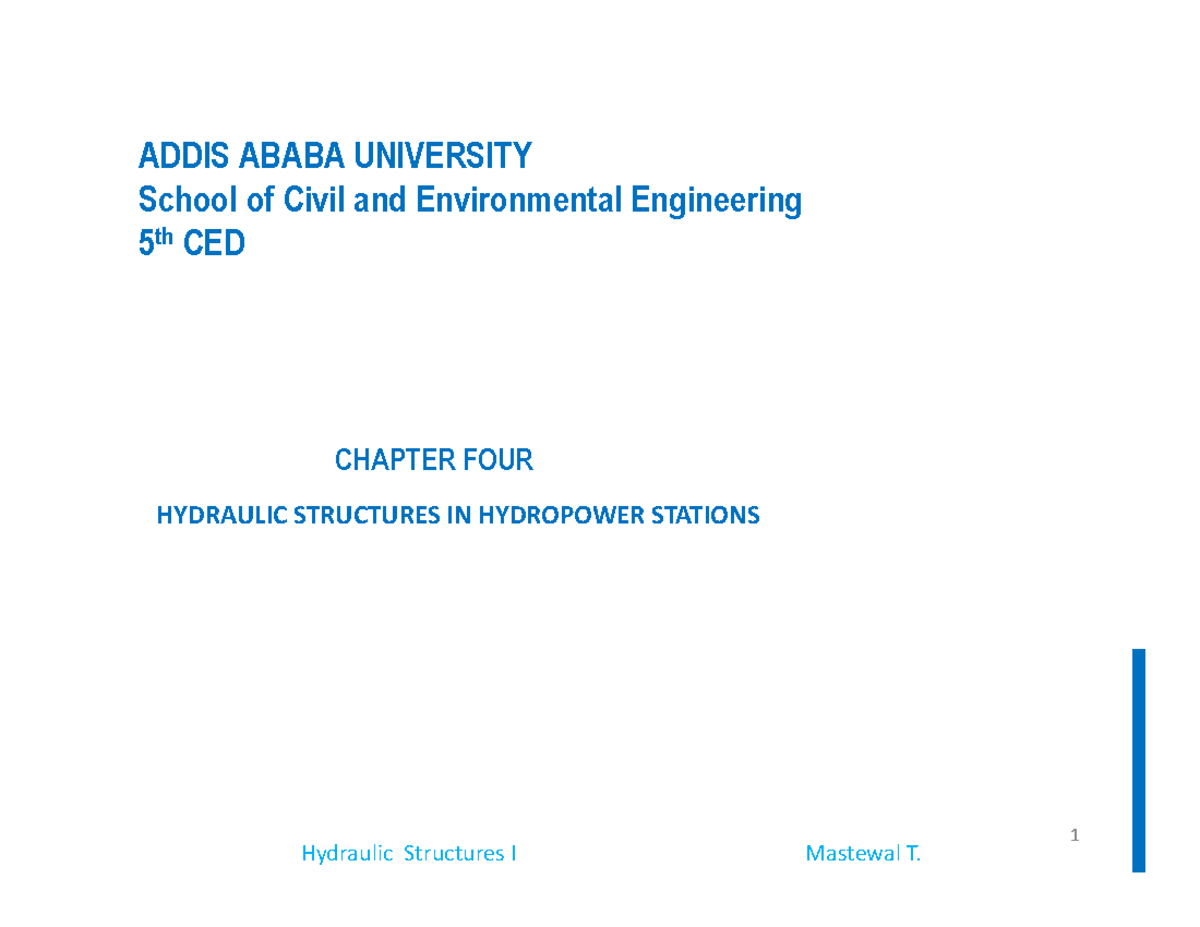 Chap 4 HSI - first semister - ADDIS ABABA UNIVERSITY School of Civil and Environmental ...