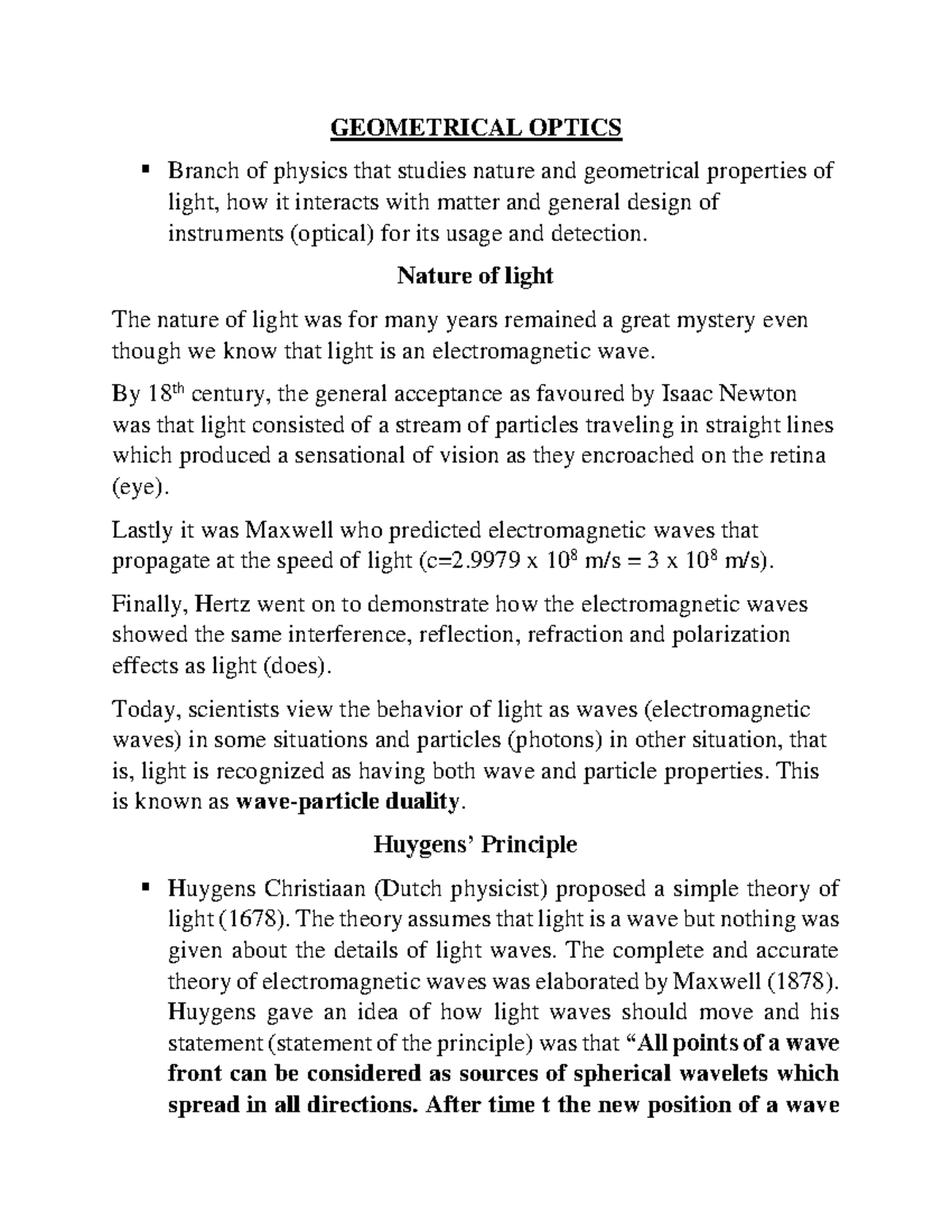 Optics - BIT BBIT - GEOMETRICAL OPTICS Branch of physics that studies ...