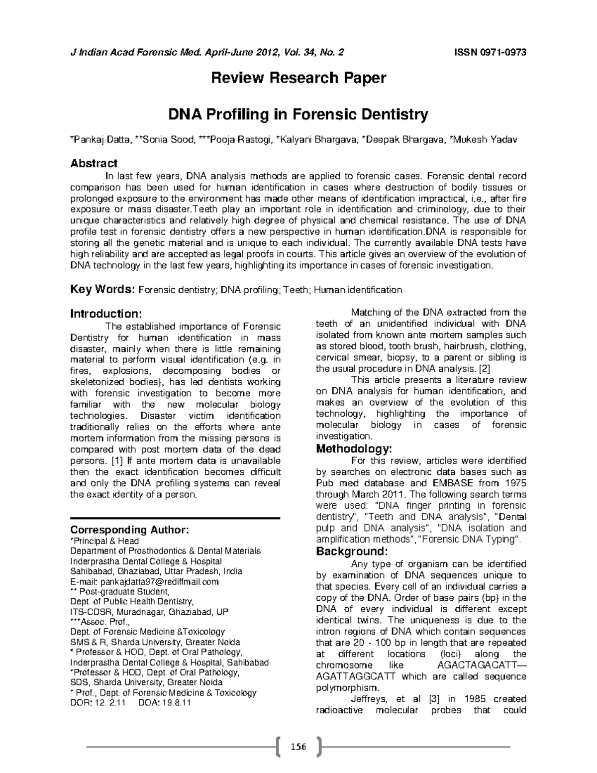DNA profiling forensic - Review Research Paper DNA Profiling in ...