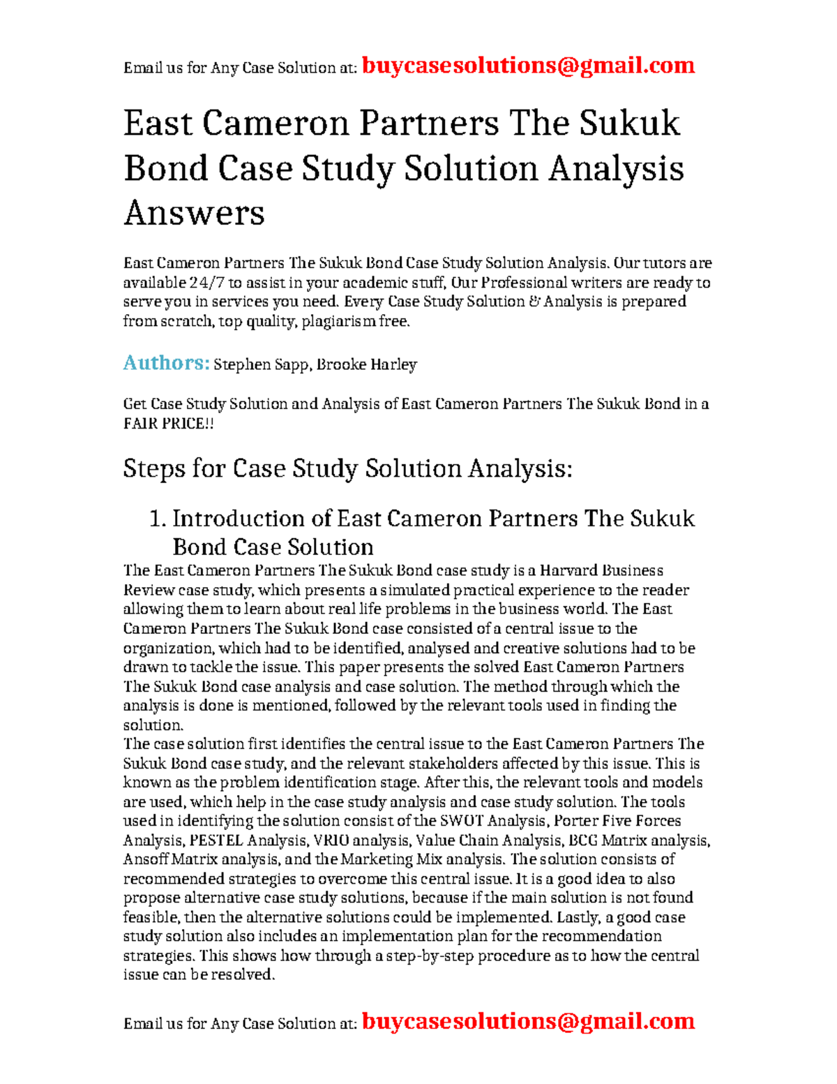 Case Solution East Cameron Partners The Sukuk Bond - East Cameron ...