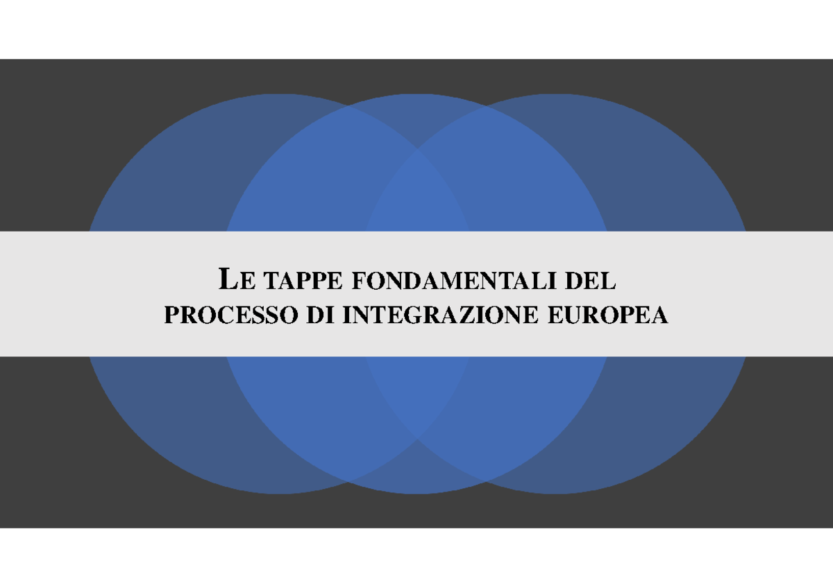Le tappe fondamentali del processo di integrazione - LE TAPPE ...