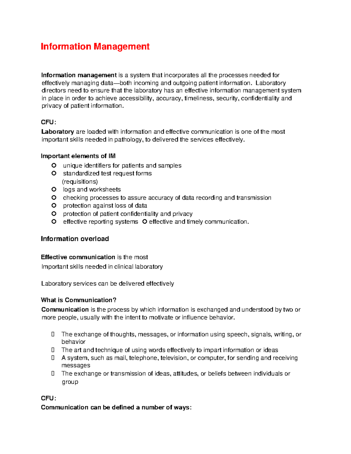 Information Management Notes - Information Management Information ...