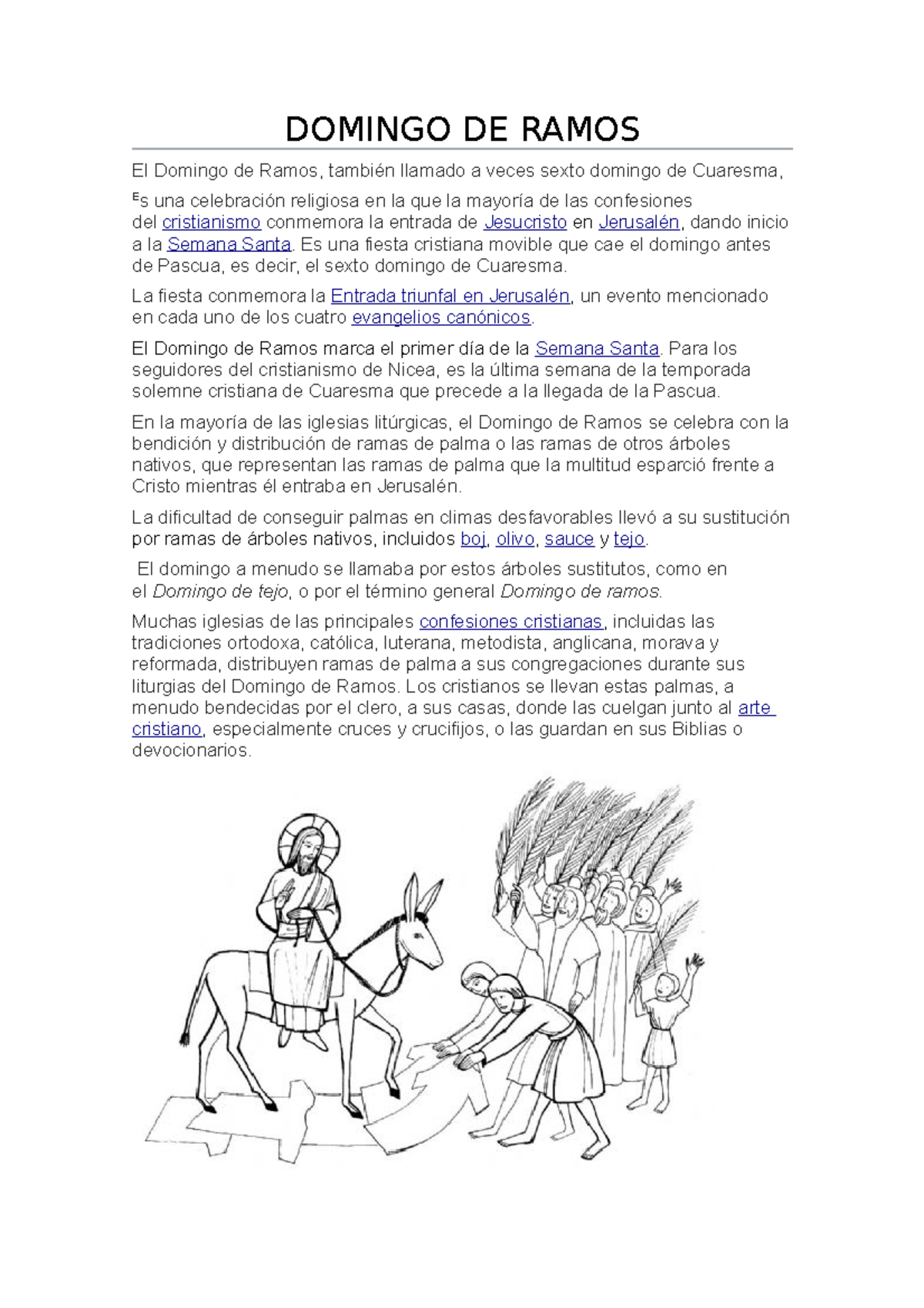 Texto - PORTAFOLIO - DOMINGO DE RAMOS El Domingo de Ramos, también ...