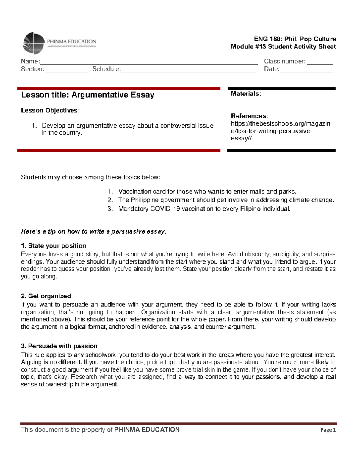 SAS#13 ENG 188 - lecture notes of pop culture - Module #13 Student ...