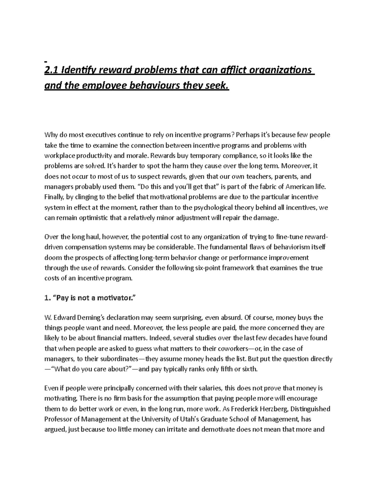 2.1,2.2,2.3,2 - notes - 2 Idenify reward problems that can alict ...