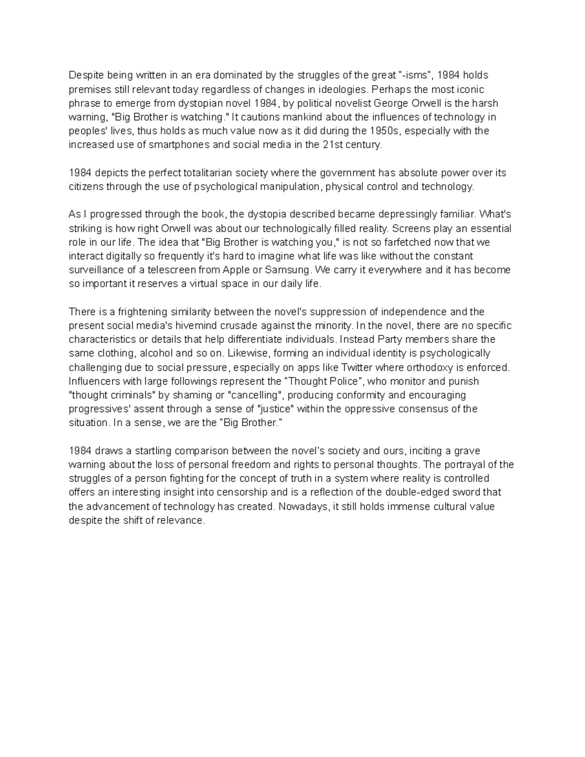 Wide Reading Assignment - Despite being written in an era dominated by ...