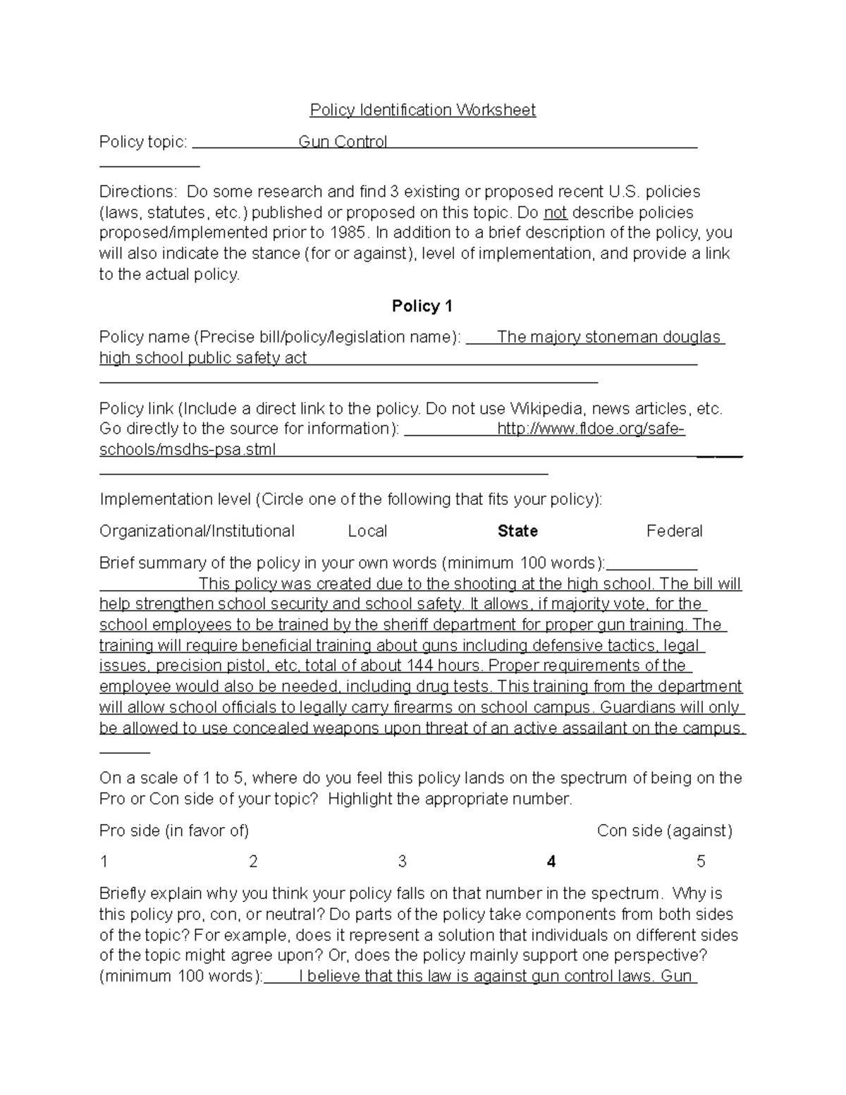 Policy Identification Worksheet Updated (1) - Policy Identification ...