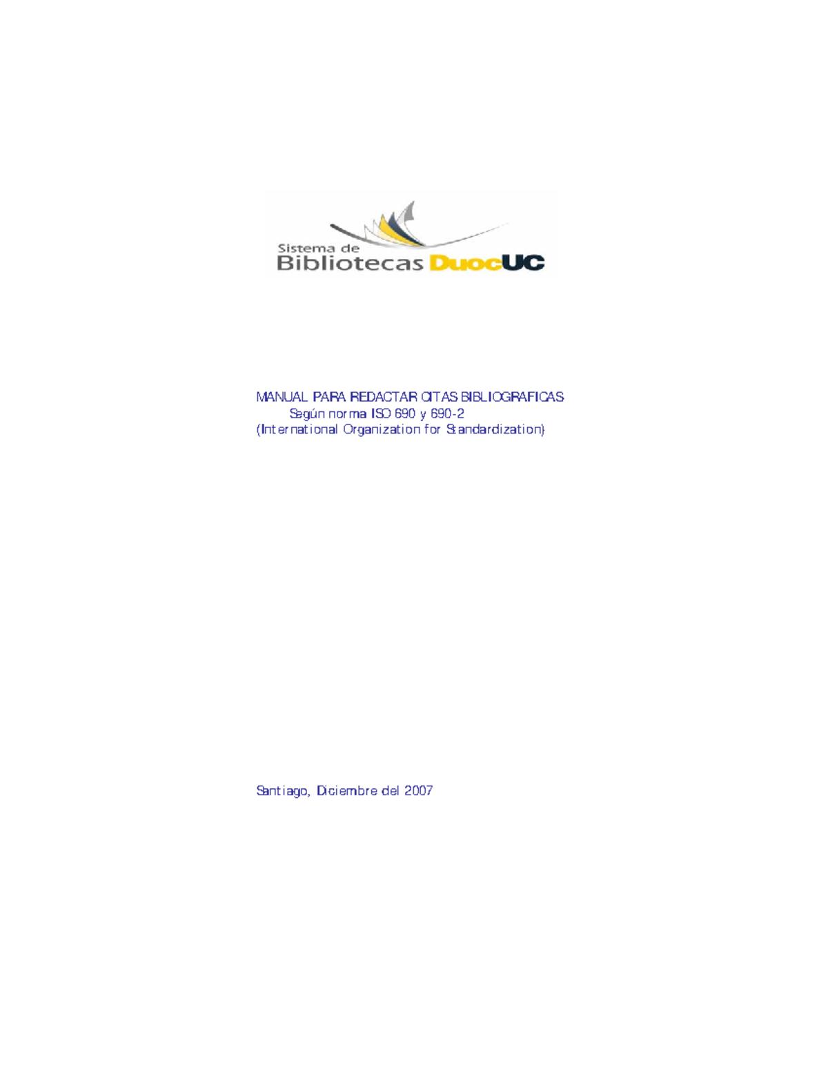 Manual de referencias ISO - MANUAL PARA REDACTAR CITAS BIBLIOGRAFICAS ...