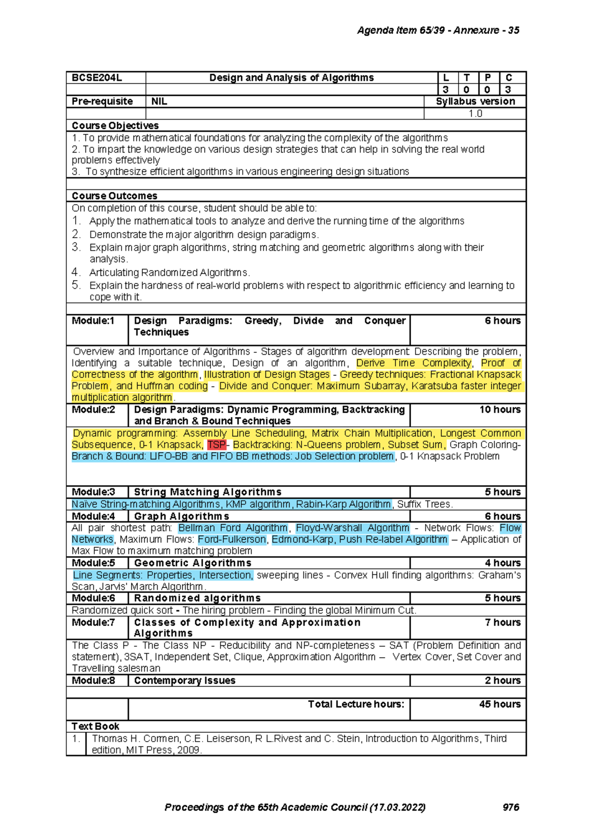 BCSE204L Design-AND- Analysis-OF- Algorithms TH 1 - BCSE204L Design and Analysis of Algorithms L ...