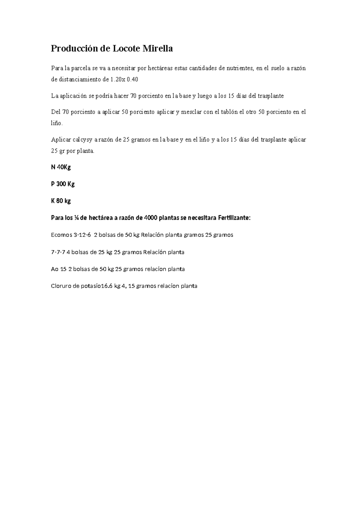 Producción de Locote Mirella alexis - Producción de Locote Mirella Para ...