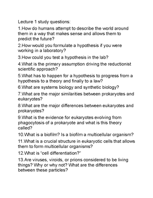 Bio 301- Molecular Biology - Bio 301- Molecular Biology Assignment 3 ...