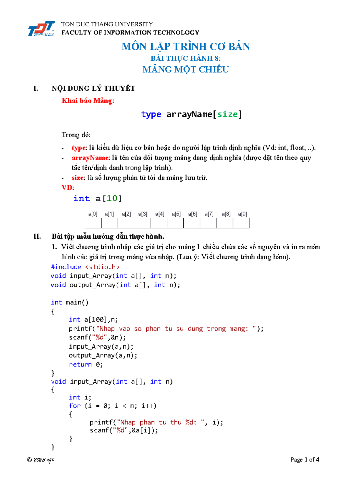 LTCB Lab 8 - Lập trình cơ bản - FACULTY OF INFORMATION TECHNOLOGY MÔN ...