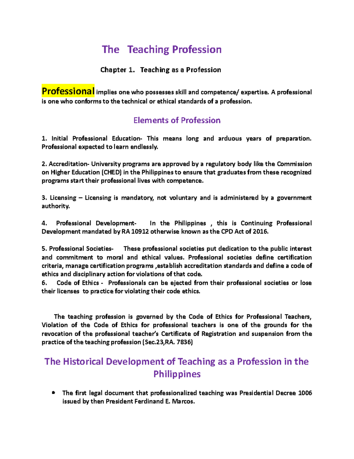 The-Teaching-Profession - The Teaching Profession Chapter 1. Teaching ...