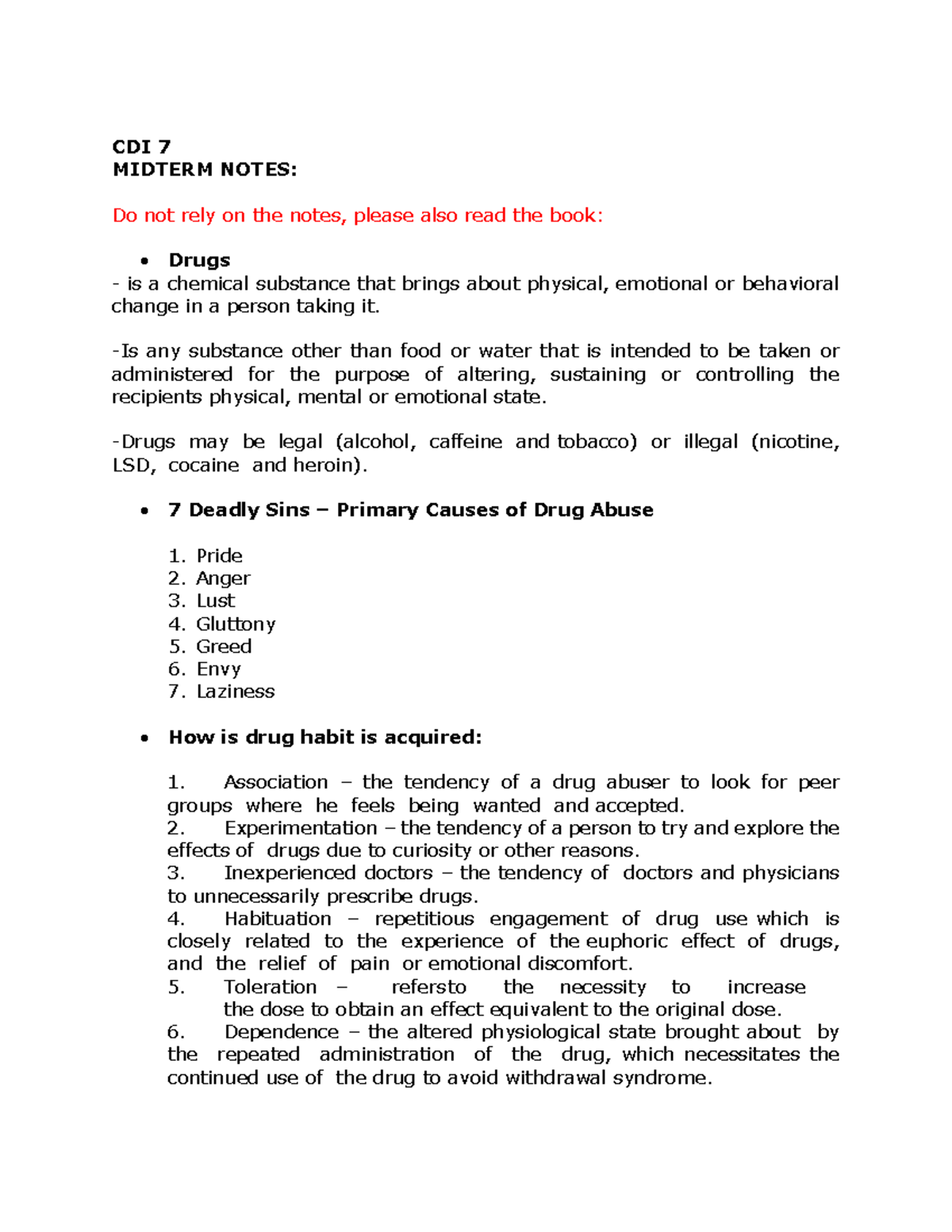 CDI 7 Midterm Notes - CDI 7 MIDTERM NOTES: Do not rely on the notes ...
