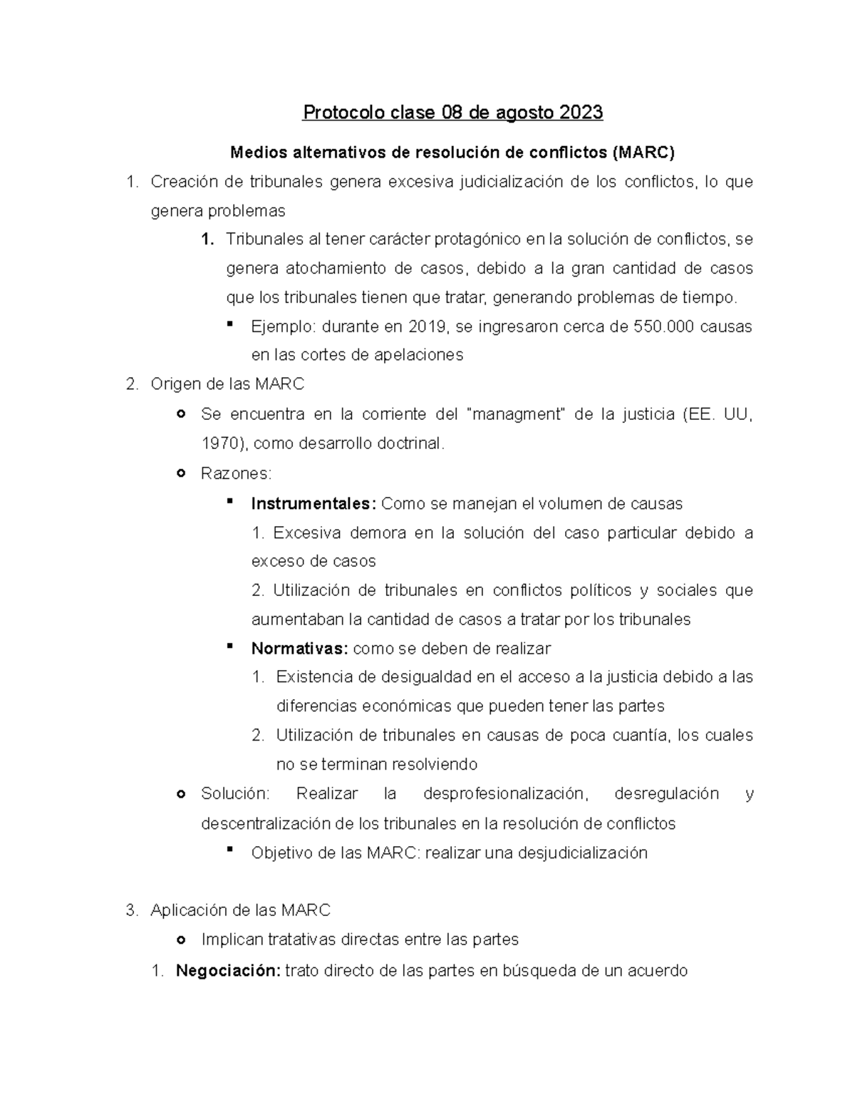 organización judicial - Protocolo clase 08 de agosto 2023 Medios alternativos de resolución de ...