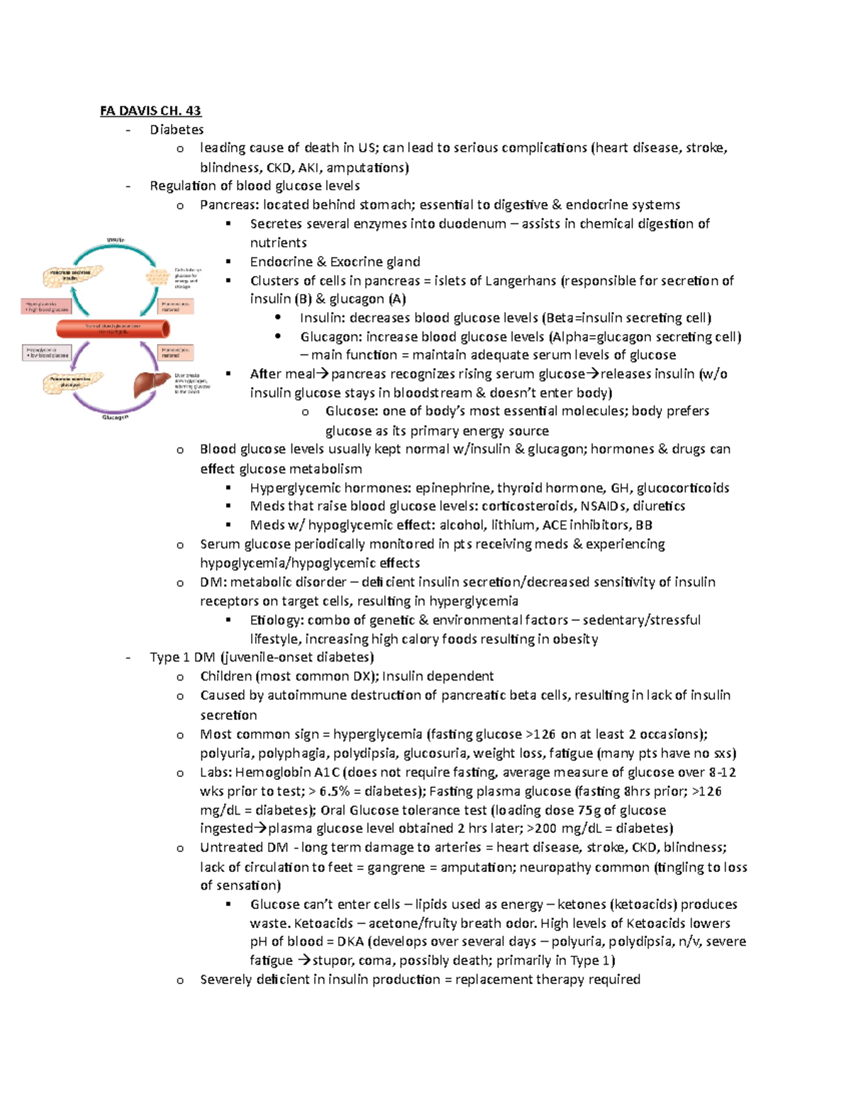 FA Davis CHs - FA DAVIS CH. 43 Diabetes o leading cause of death in US ...